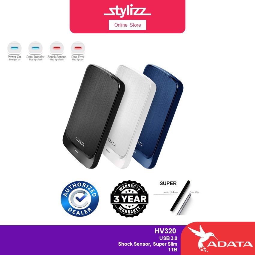 Adata HV320 1TB External HDD Slim (10.7mm) | Shopee Malaysia