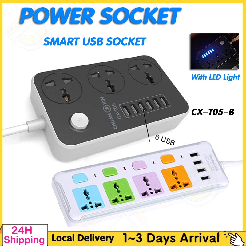 Universal Power Strip 3 Socket With 6 Usb Ports Uk Plug Travel Accessories Plug Extension Socket