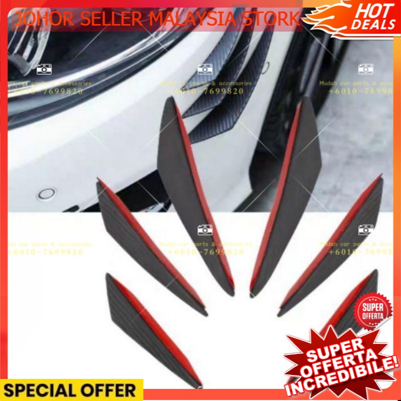 Front Bumper Lip Splitter Universal Body Spoiler Side Canards Shark Fin ...