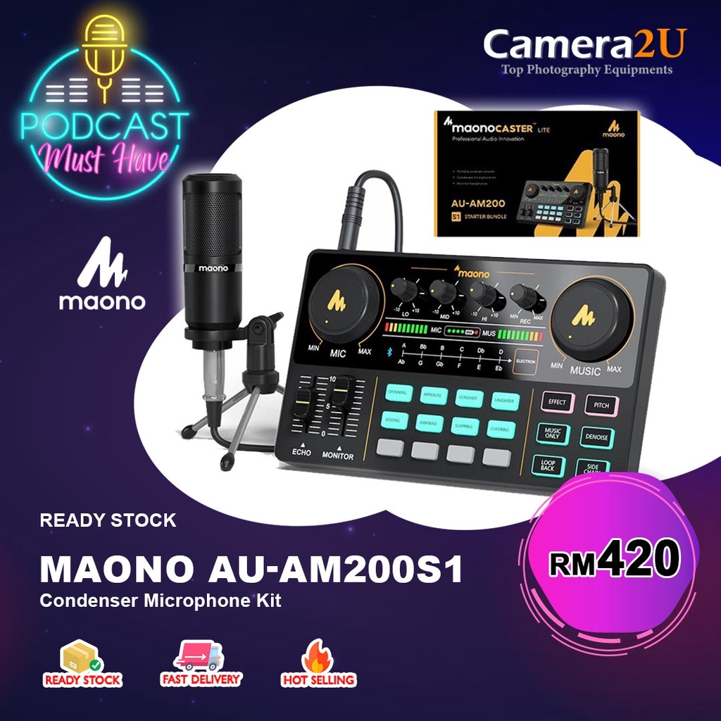 READY STOCK MAONO AU-AM200S1 / AU-AM200 S1 Condenser Microphone Kit AU ...