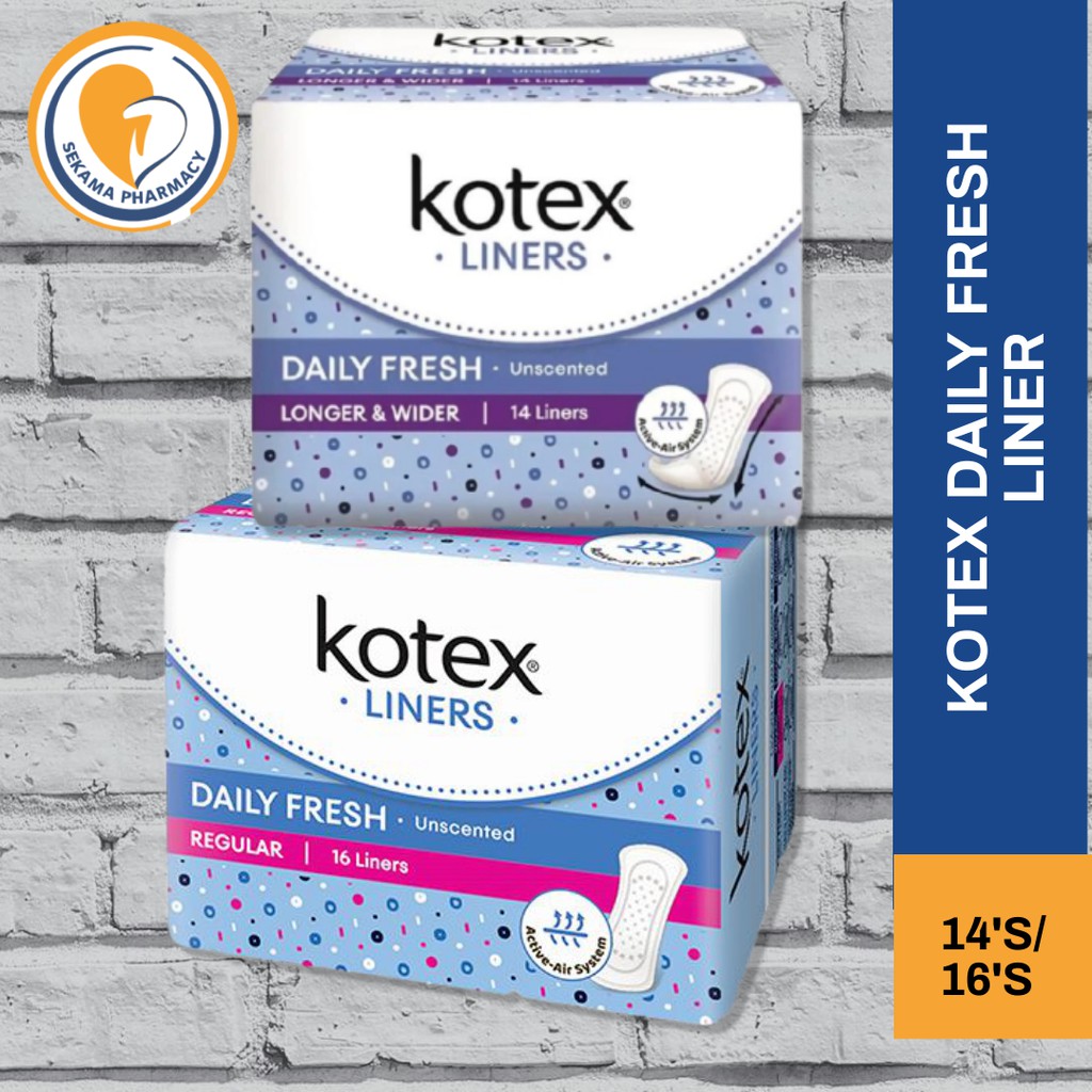 KOTEX DAILY FRESH PANTILINERS (LONGER & WIDER 14'S / REGULAR 16'S ...