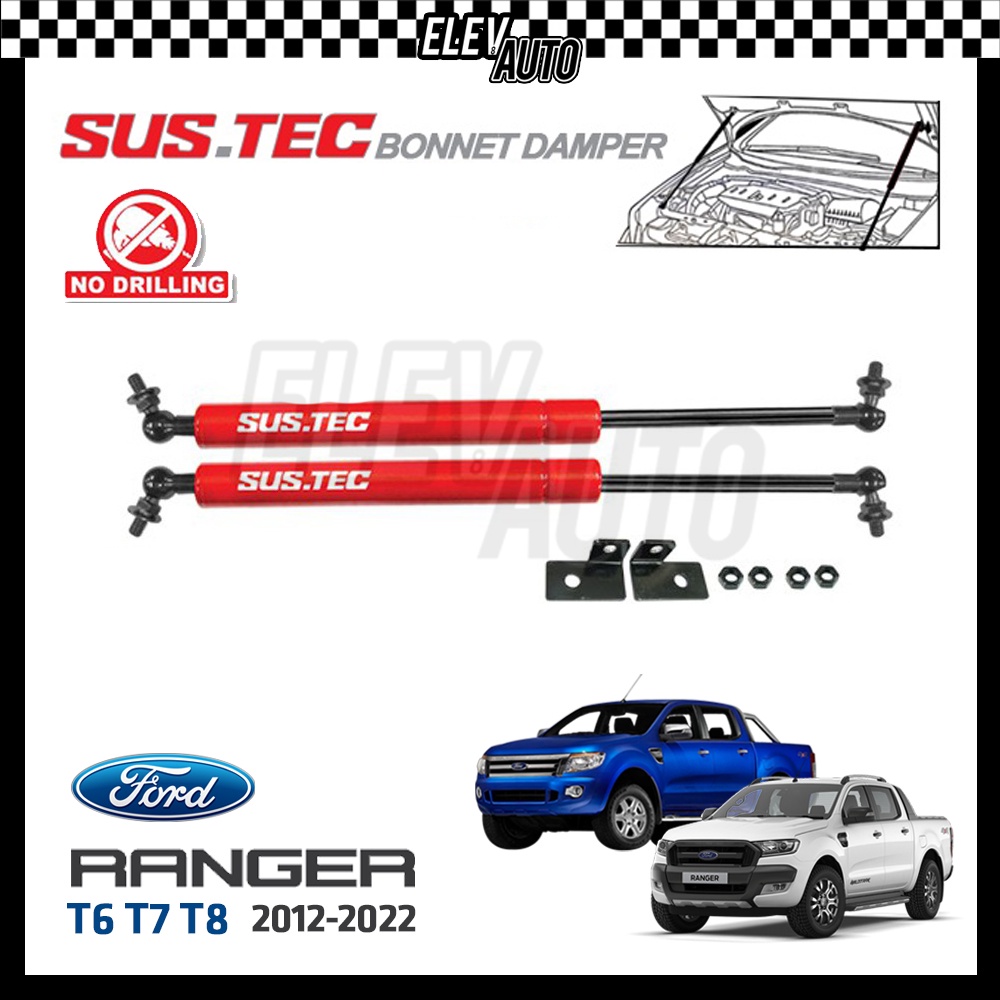 Ford Ranger T6 T7 SUSTEC Front Hood Damper Bonnet Gas Lifter Twin Strut ...