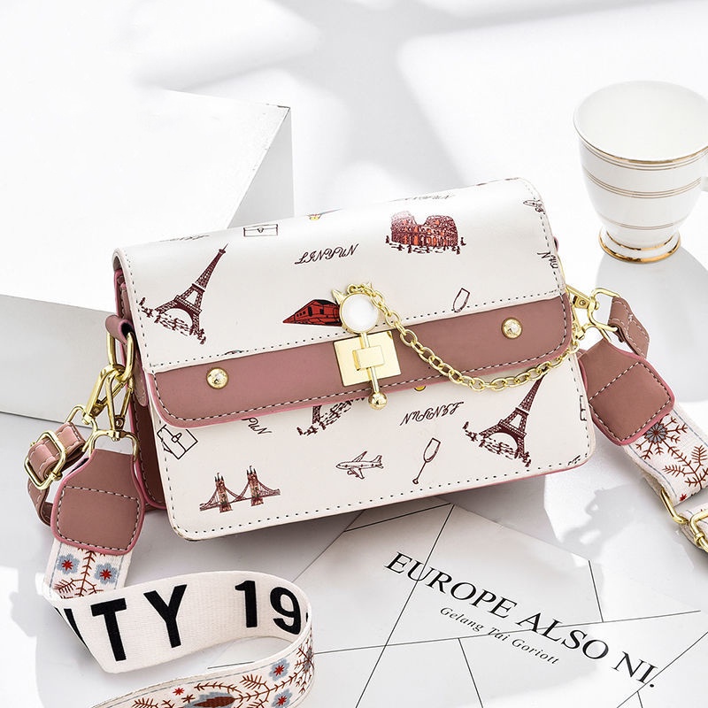 DALATI Women's bag new trendy Korean style small square bag graffiti ...