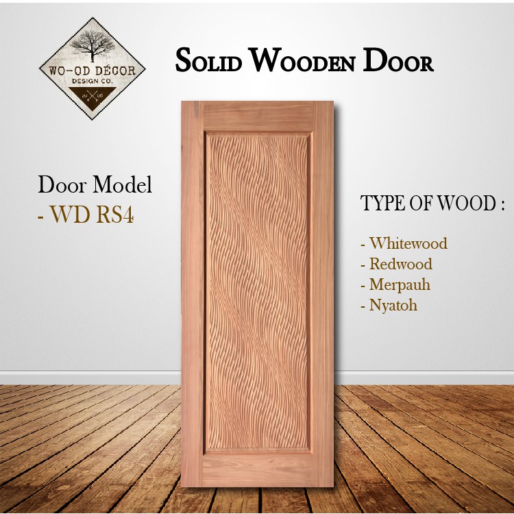 【WD RS4】 Whitewood/Redwood/Nyatoh Solid Wooden Rourer Door Pintu Kayu ...