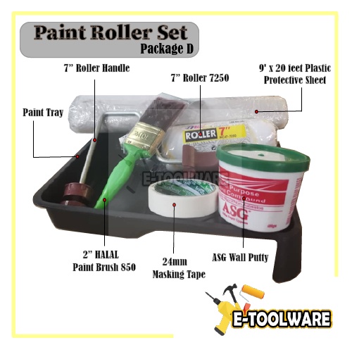 Smart Paint Roller Set 6 in 1 Wall Painting Roller Alat Mengecat Rumah ...