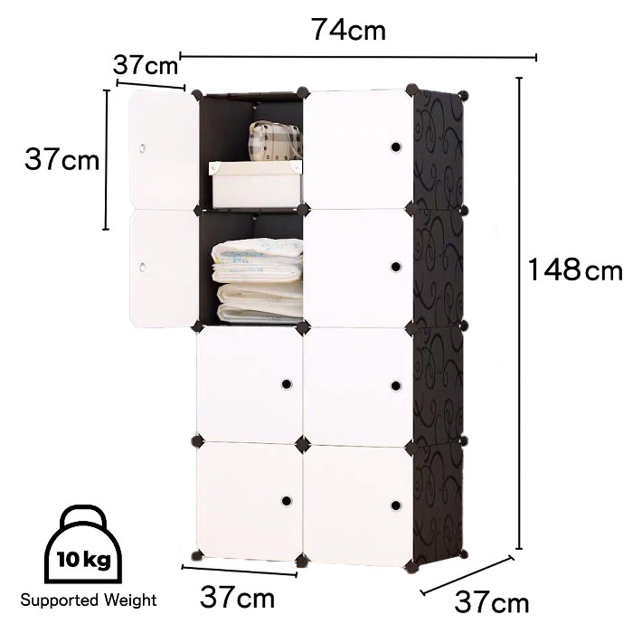 Almari Pakaian Baju Kain Simpan Barang Wardrobe Plastic Plastik Storage ...