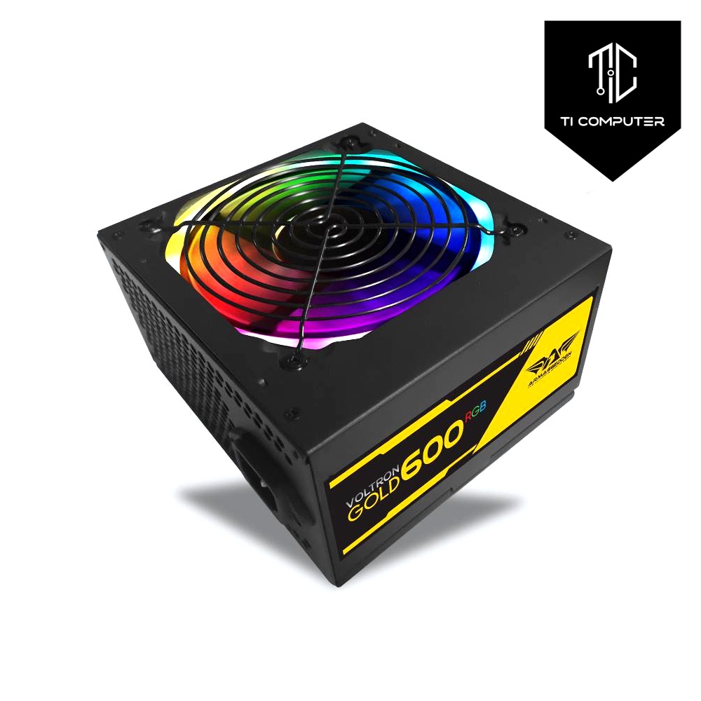Armaggeddon Voltron Gold 600 RGB (600W) Gaming Computer Power Supply PSU with 120mm RGB Fan ...