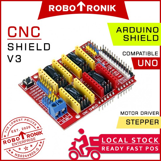 CNC Shield V3 - Stepper Motor Controller, Compatible Arduino UNO R3 ...