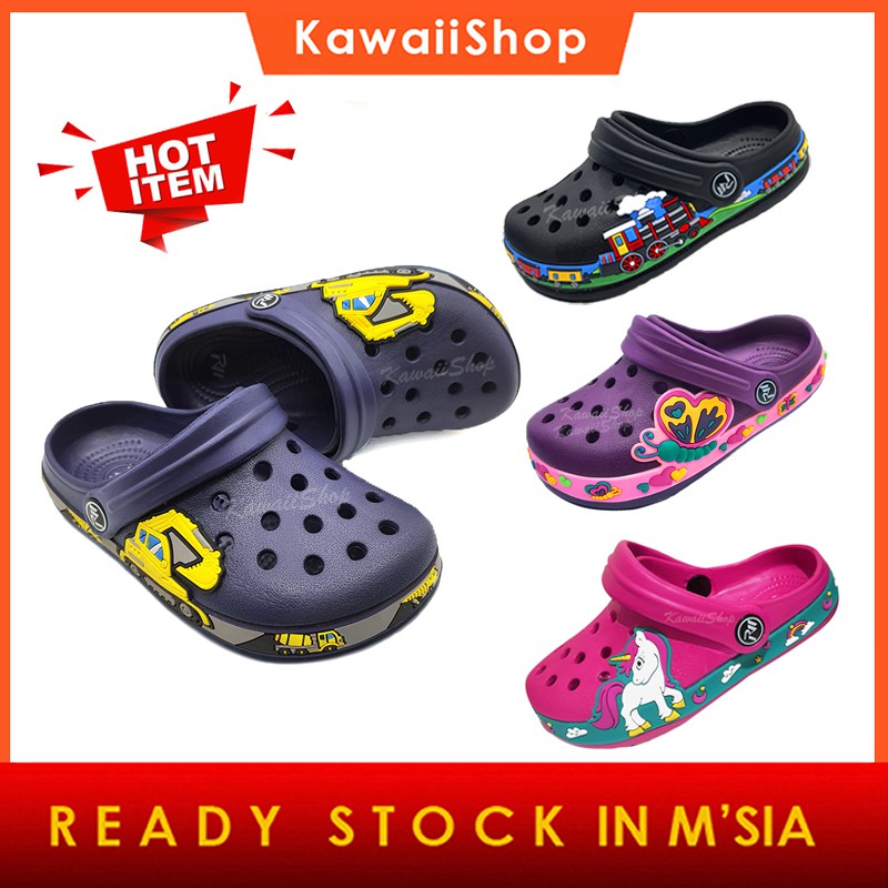 Selipar Budak Kids Slipper Kasut Budak Clog Sandal Excavator Croc ...