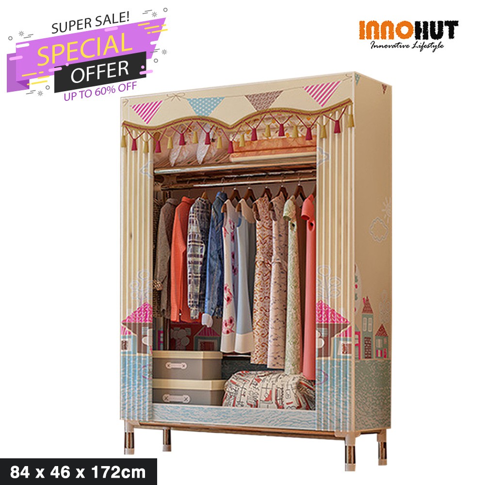 Innohut Queen Size Cabinet Wardrobe With Pelmet Closet Clothes Storage ...