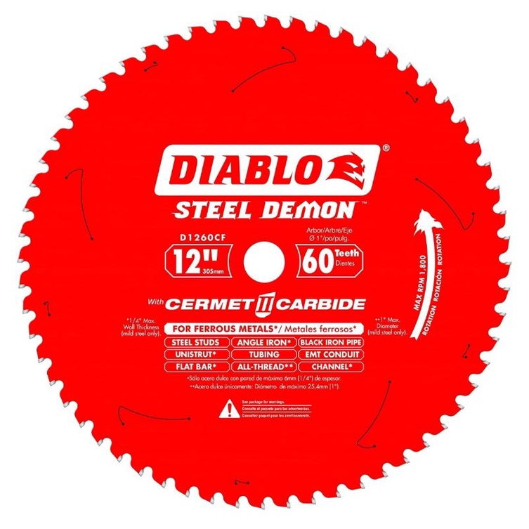 Diablo D1260CF 12-inch Steel Demon 60T Cermet II Carbide Ferrous Metal ...