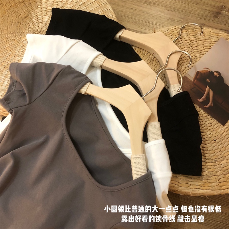 Korean Square Collar Solid Color Short-sleeved Slim-fit Short T-shirt ...