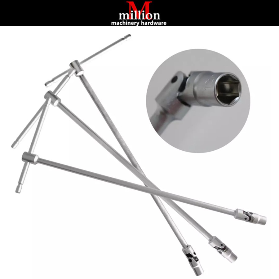 T Type Flexible Swivel Socket Wrench With Sliding T-Handle Bar CR-V ...