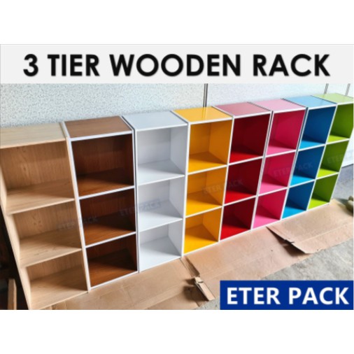 [ Ready Stock ] Rak Barang Serbaguna - Rak Buku - 3 Tier Wooden ...