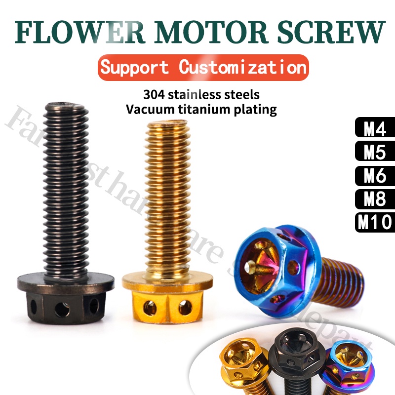Outer Hexagon Flange Hollow Out Screw Titanium Plated Screw Motorcycle ...