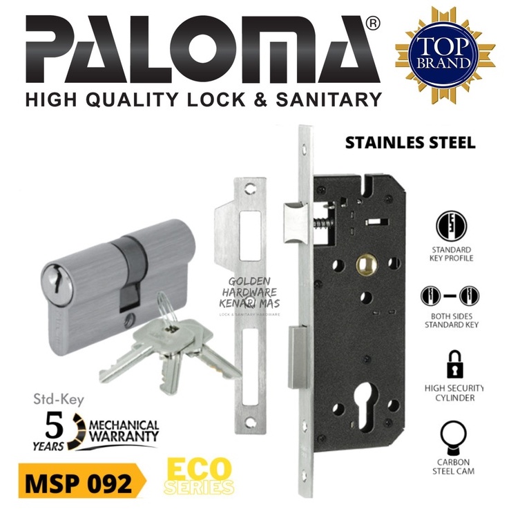 Paloma MSP 092 MORTISE LOCK SET SWING CYLINDER BODY CYLINDER SWING LOCK ...