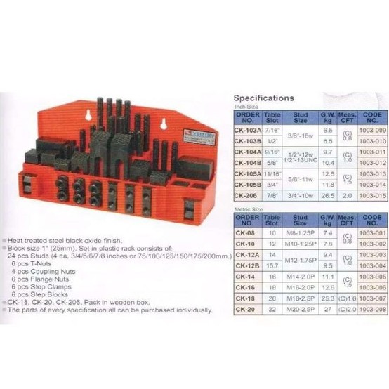 Clamping Kit Sets - CK-12A/ CK-12B/ CK-14/ CK-16/ CK-20 (Original ...