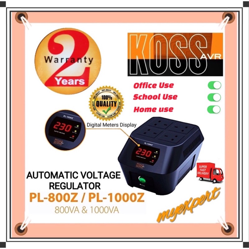 KOSS PL800Z 800VA / PL-1000Z 1000VA AUTOMATIC VOLTAGE REGULATOR (AVR ...