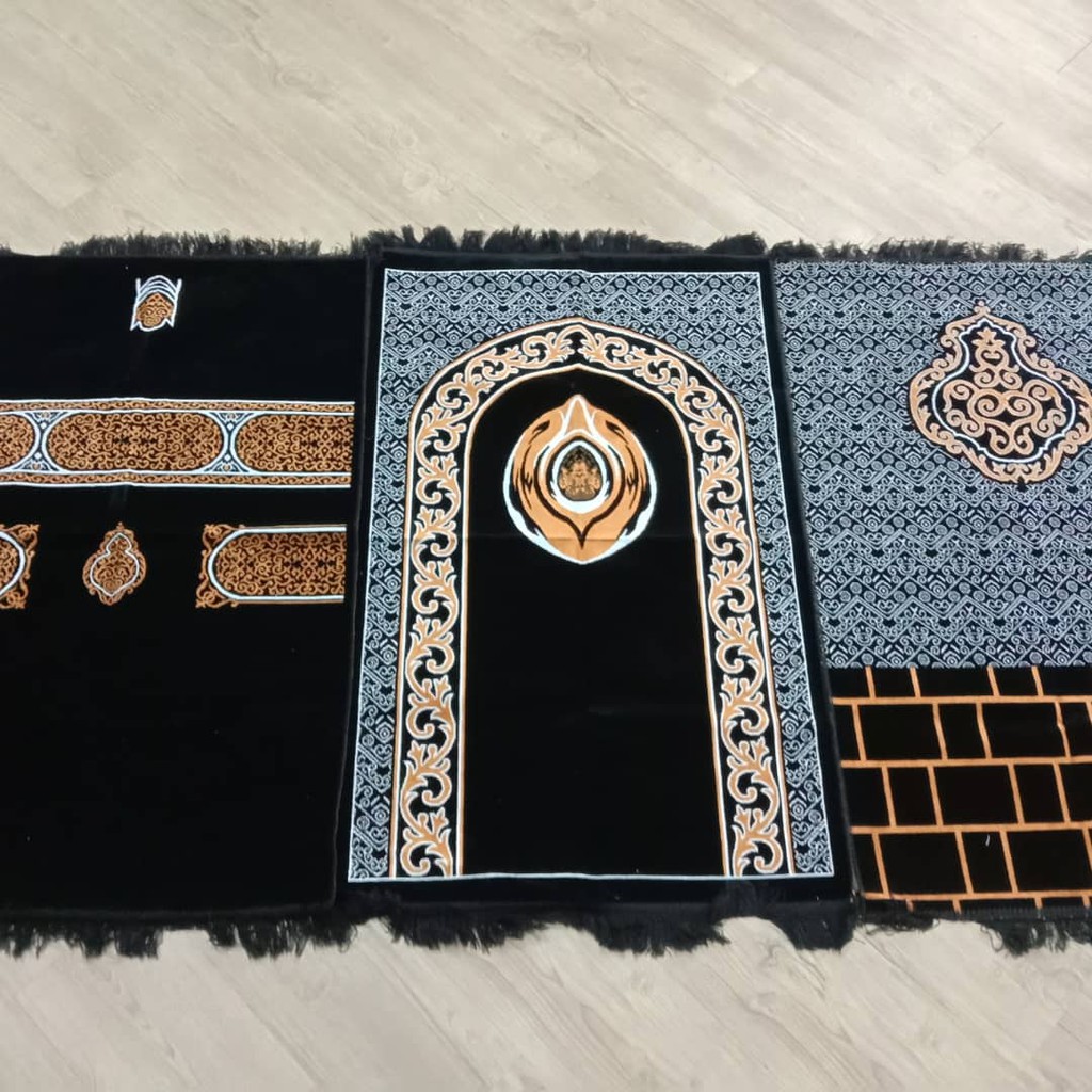Sejadah Haramain Hitam Gold Kaabah Sejadah Mekah | Shopee Malaysia