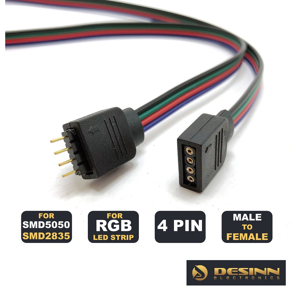 RGB Extension Cable 50cm Male to Female Connector for RGB LED Strip ...