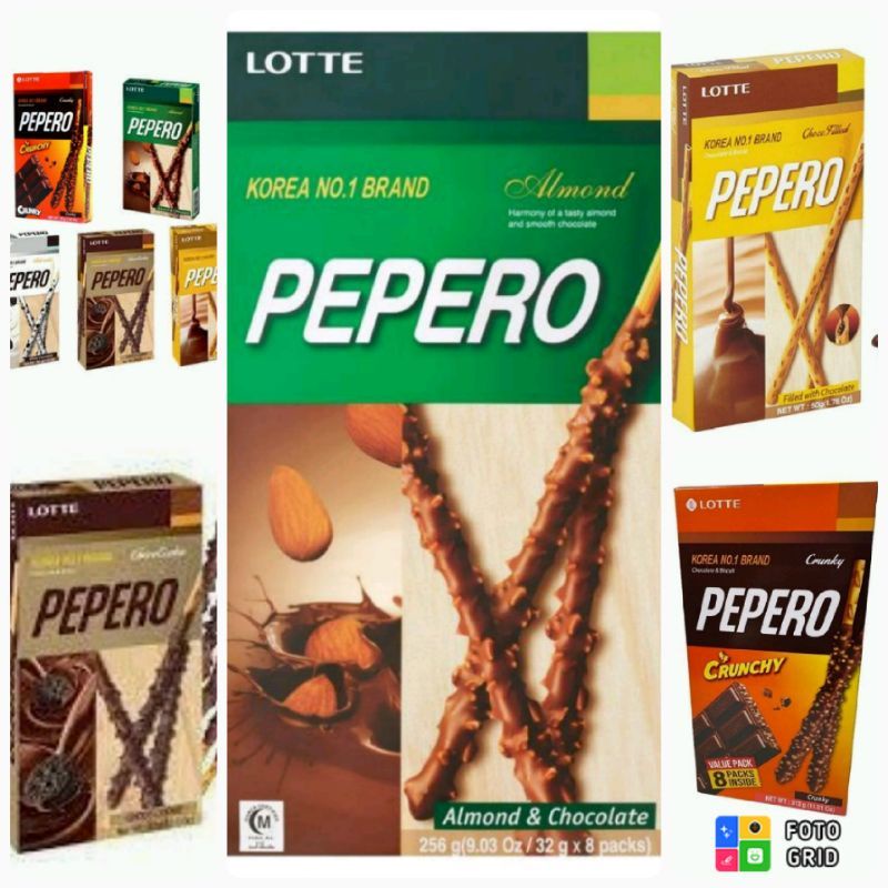 [24HR SHIP 💯] LOTTE PEPERO ALMOND PEPERO BIG PACK 32G x 8 (256G ...