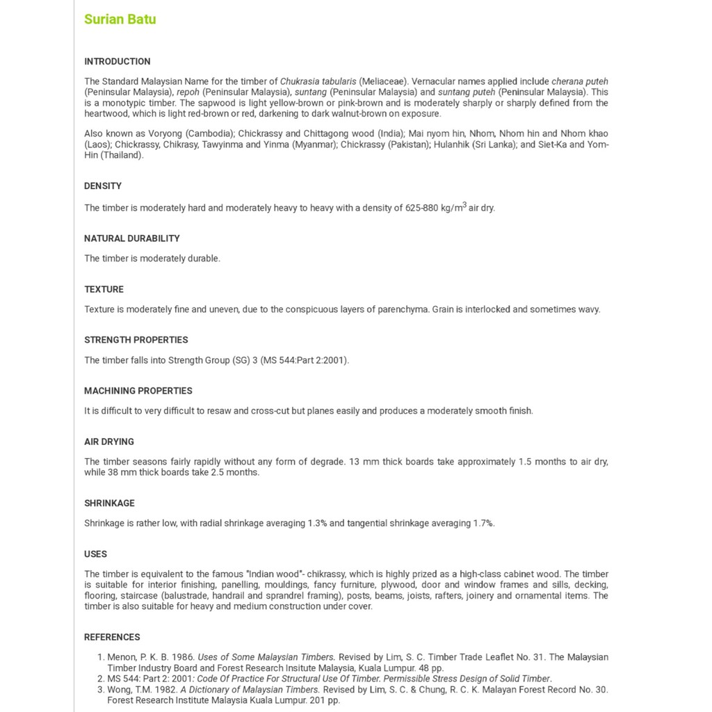 18(T)mm × 145(W)mm = 3'(L)Feet Surian Batu Solid Wood Timber Smooth ...