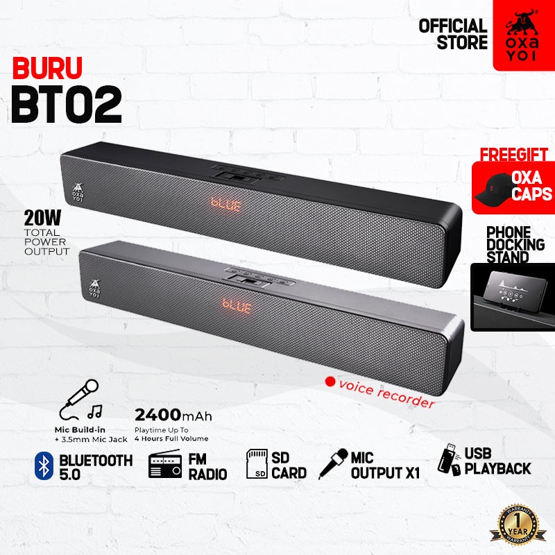 Oxayoi Buru BT02 2021 Portable Karaoke Speaker 20W / TWS / MIC RECORD / BLUETOOTH / FM / SD CARD ...