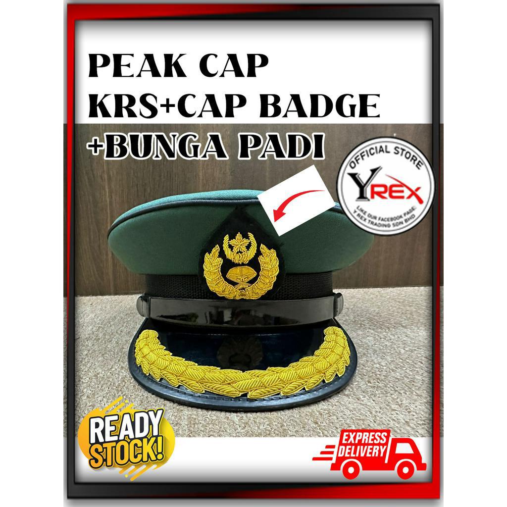 PEAK CAP KRS SEKALI CAP BADGE SIAP BUNGA PADI (PELBAGAI SAIZ)-MEJOR ...