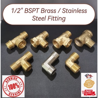**Ready Stock** 1/2" BSPT Brass Stainless Steel Equal Male Female Tee ...