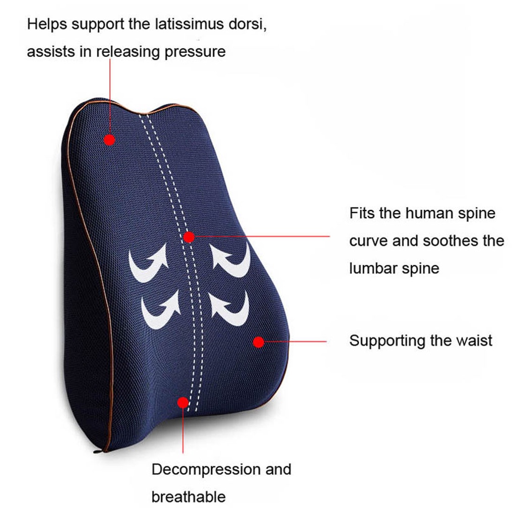 Memory Foam Lumbar Support Back Cushion Back Pain Relief Lumbar Support ...