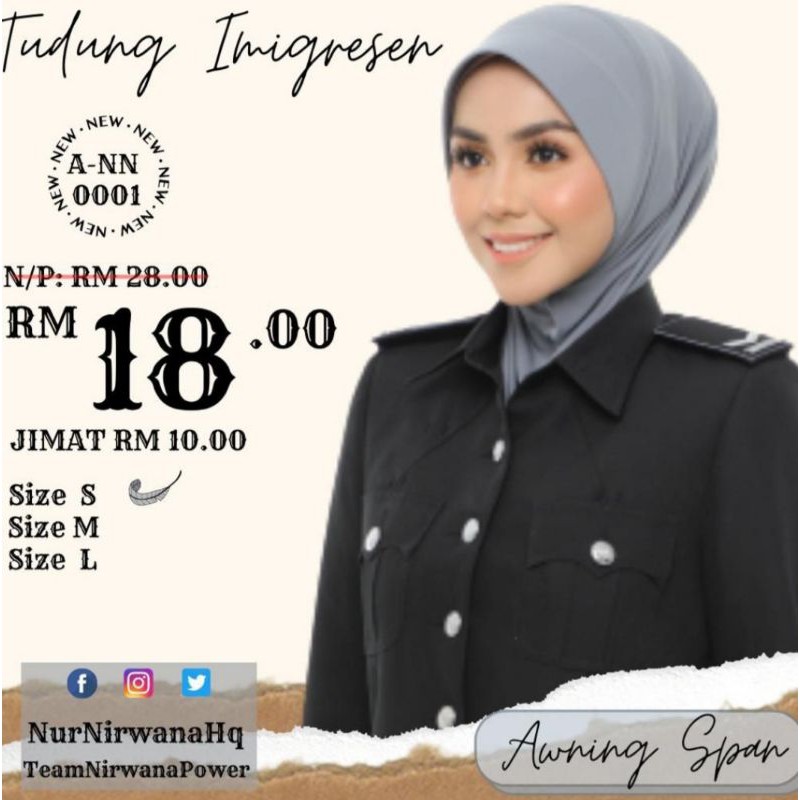 Tudung blue black biru gelap polis, kastam,jpj,imigresen nur nirwana ...