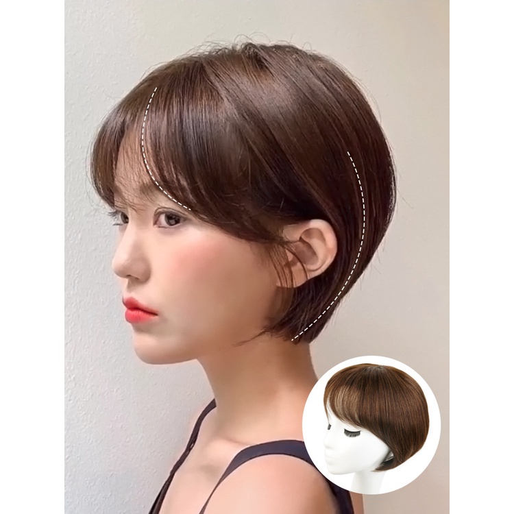 Wig 6059 short hair women's net red hanging ears full head set real ...