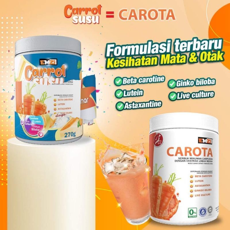 Emzi carrot susu/carota untuk kesihatan mata 270gram | Shopee Malaysia