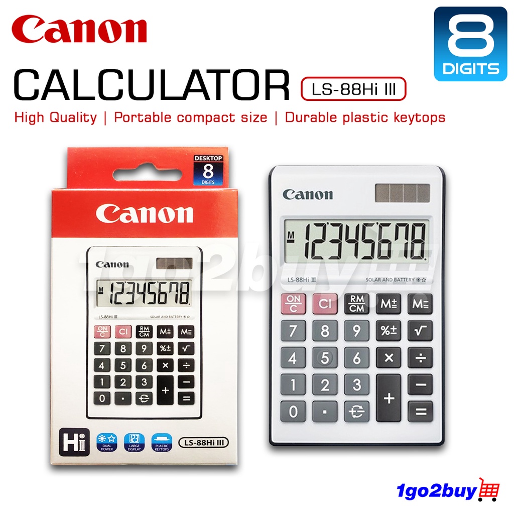 Canon Calculator Dual Power Desktop 8 Digits LS-88Hi III ( 100%Original ...