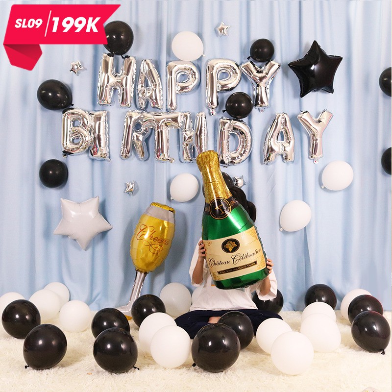 Luxury HPBD Birthday Balloon Set (with balloon pump and adhesive tape ...