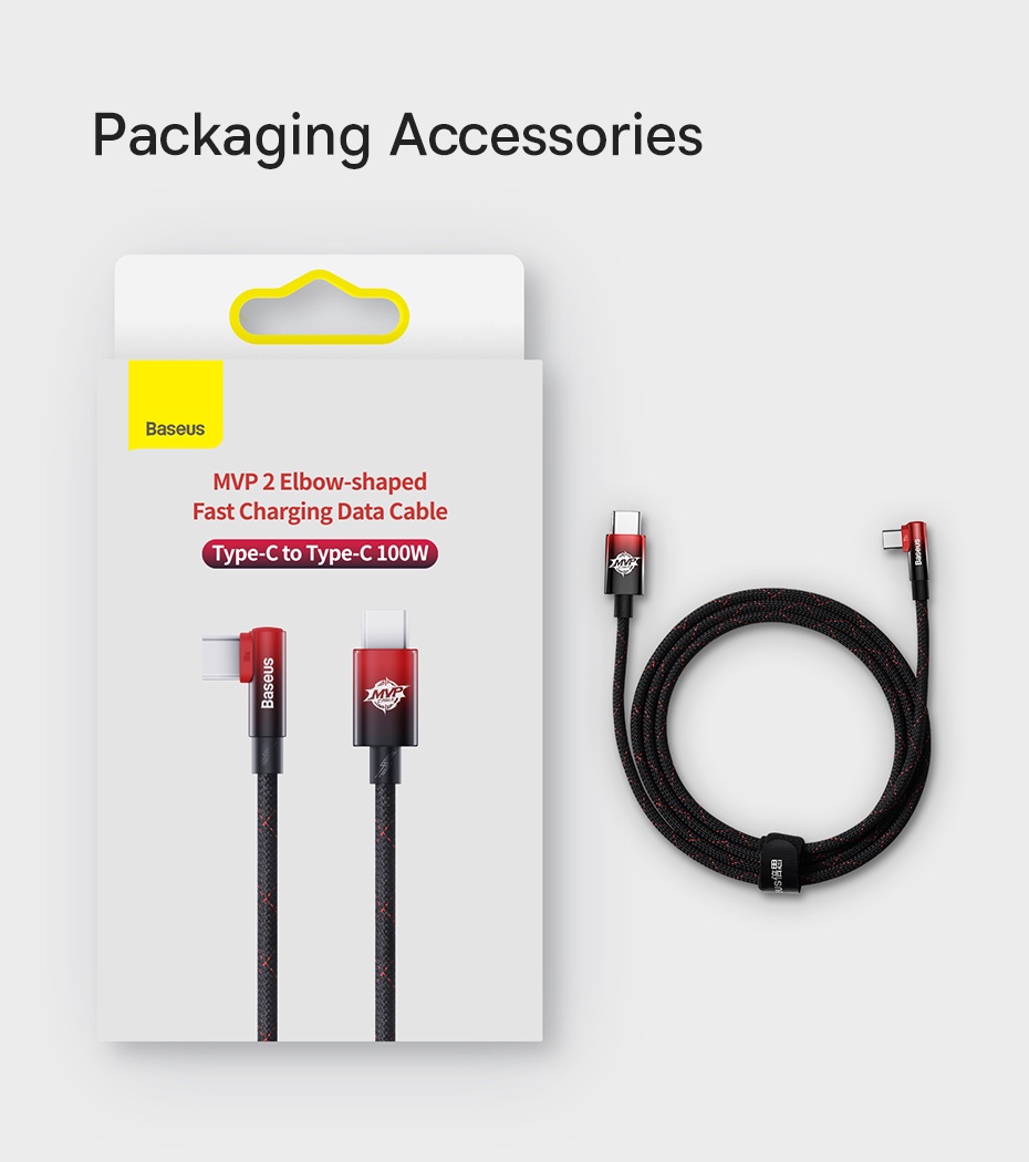 Baseus 100W MVP 2 USB C to Type-C Elbow-shaped Fast Charging Data Cable ...