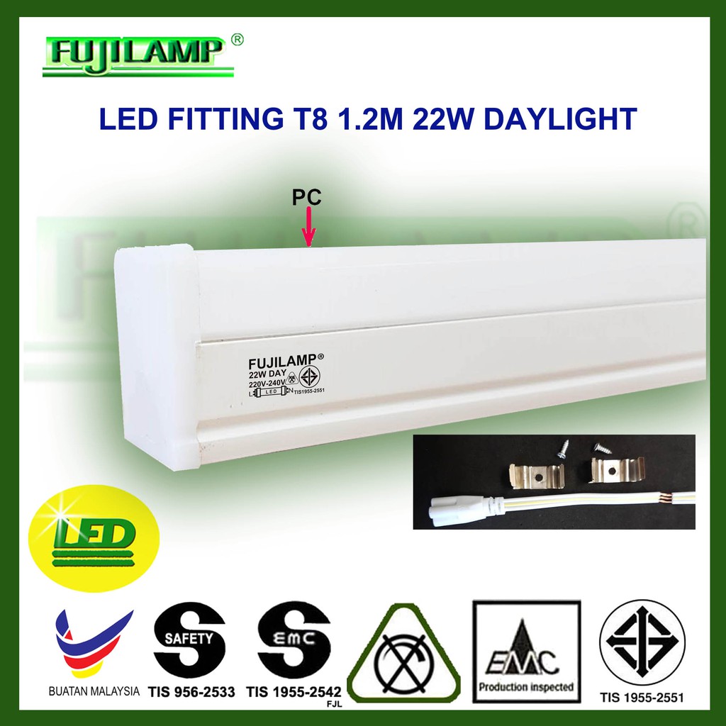 [Local Seller] LED T8 Tube Fitting Square 4FT PC 22W / 32W Daylight ...