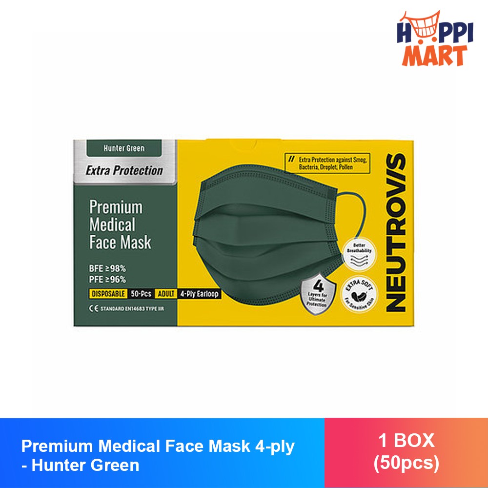 Premium Medical Face Mask 4-ply Series - Hunter Green | Shopee Malaysia
