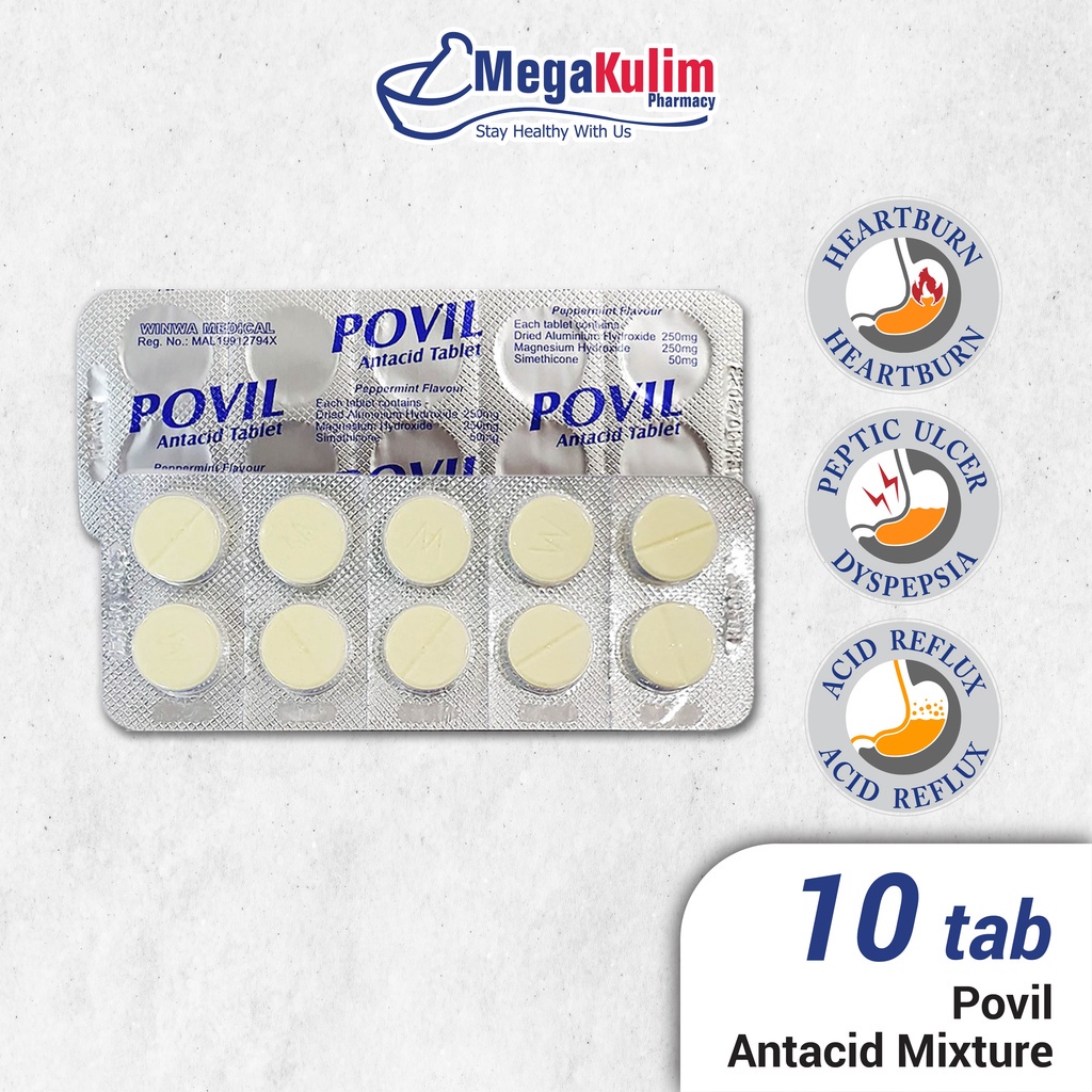 Povil Antacid Syrup 100mL / Tablet 10's | Shopee Malaysia