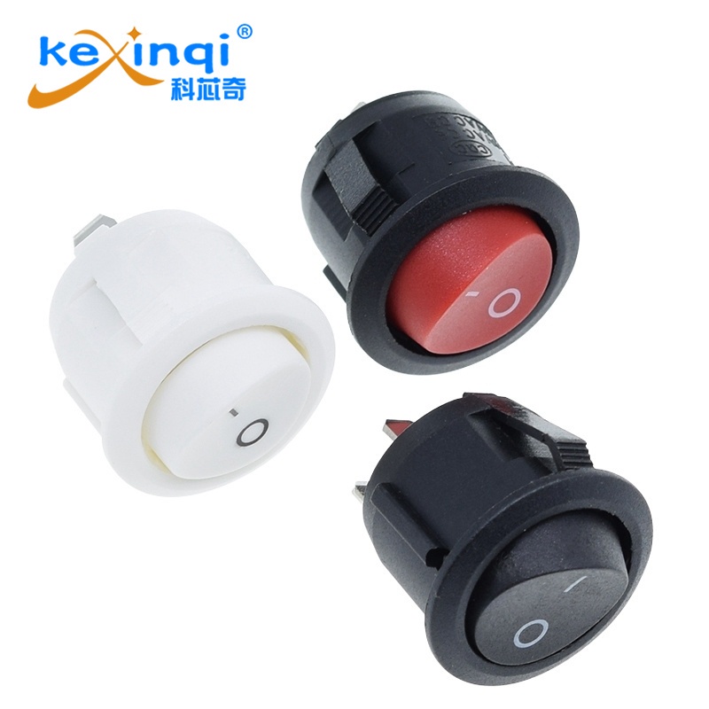 10Pcs Red Black White 20MM ON/OFF Round Rocker Toggle Switch 6A/250VAC ...