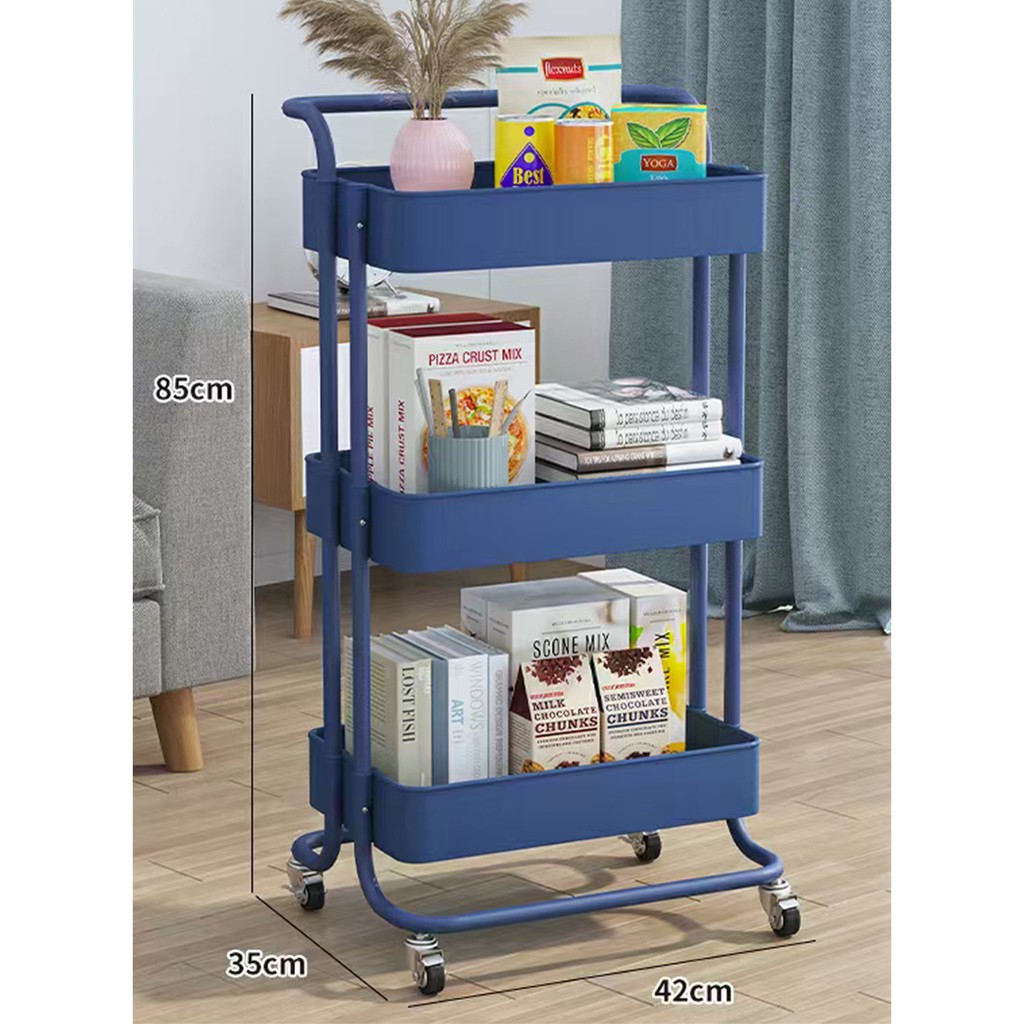 3 Tiers Trolley Storage Rack / Office Shelves Home Kitchen Trolley ...