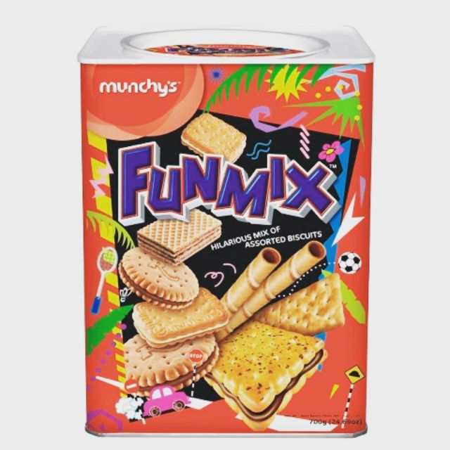 MUNCHY'S FUNMIX ASSORTED BISCUITS (700G) INDIVIDUAL PACKING HEALTHY TRADITIONAL JUMBO TIN HALAL ...