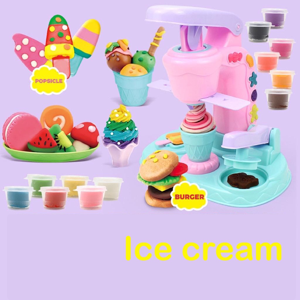 M'siaColourful Kids Pretend Play Ice Cream Maker Play Dough Set Mainan ...