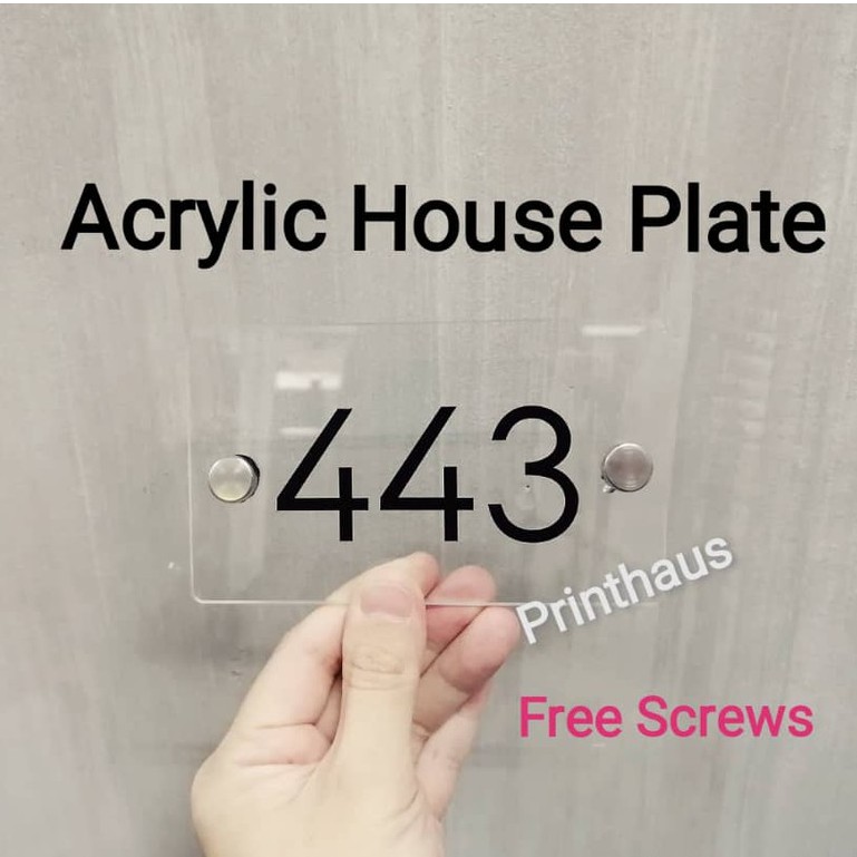 Transparent Acrylic House Number Plate & Sticker/Nombor Plat Rumah ...