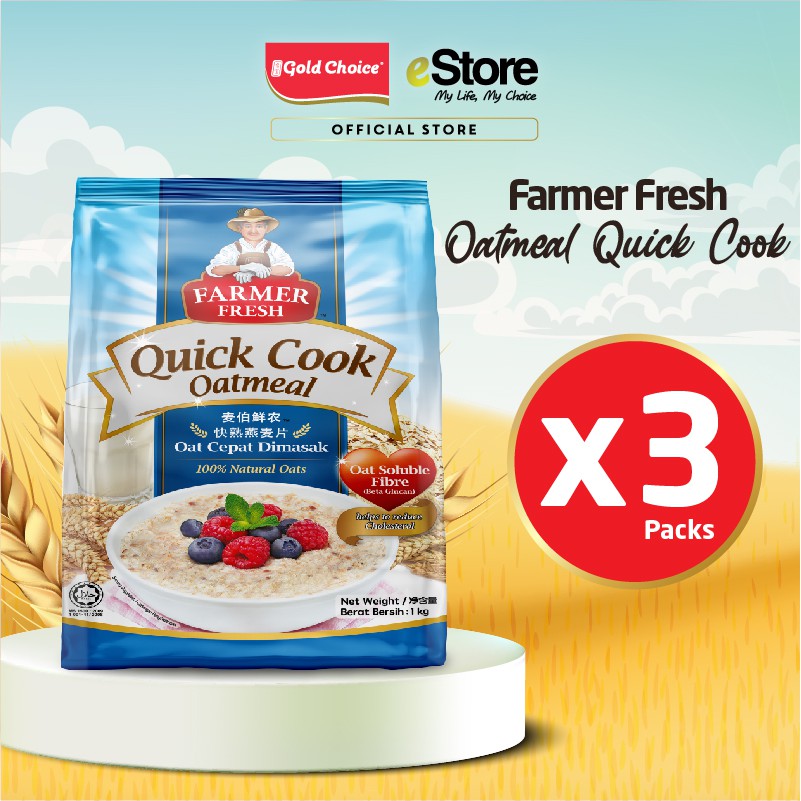 FARMER FRESH Oatmeal Quick Cook (1kg x 3 Packs) | Shopee Malaysia