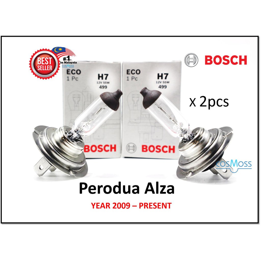 (2 PCS) Bosch Headlamp HeadLight Light Bulbs for Perodua Alza, year ...