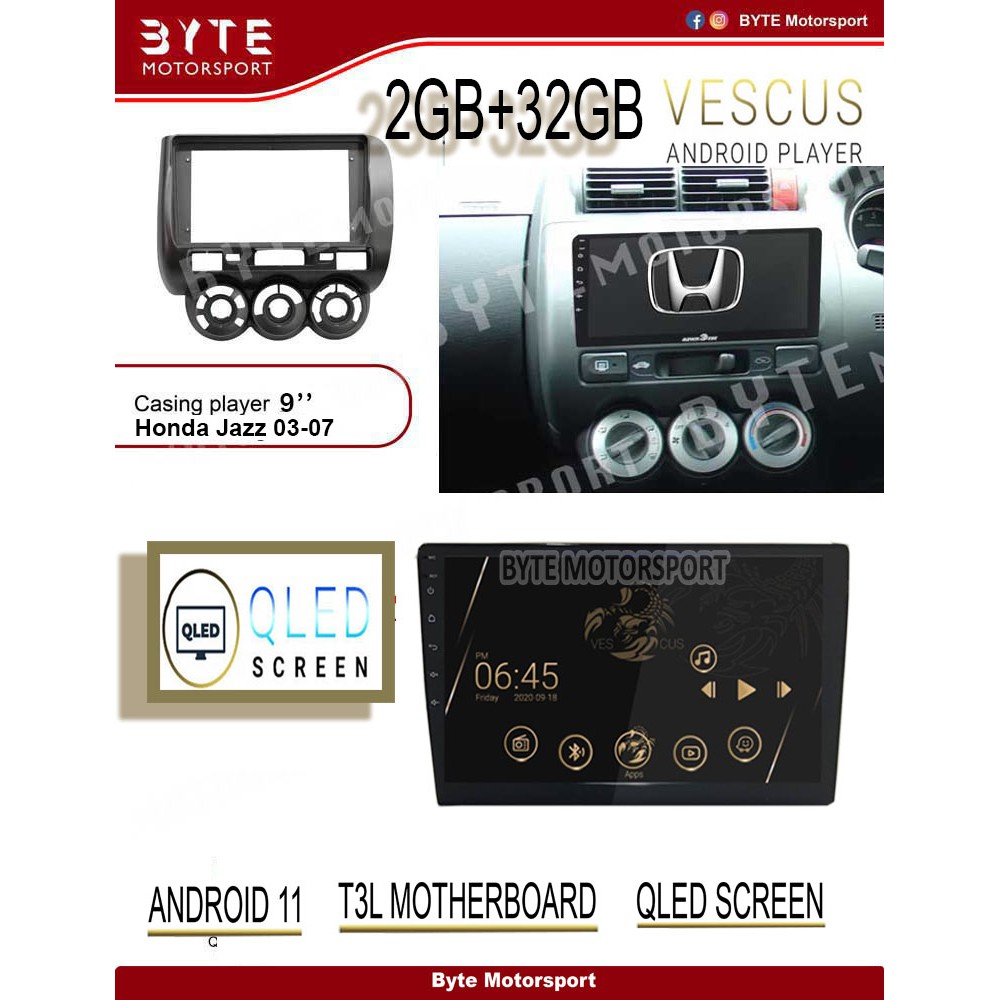 🦂VESCUS 🦂[2+32] DSP 📳4G Sim📳 Octa-Core Processor QLED Screen Honda City 03-07 Android Player T3L ...