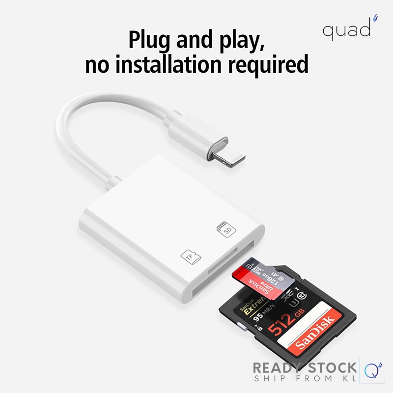 Plug & Play iP Light.ning to SD Card Reader / Micro SD TF Card Reader ...