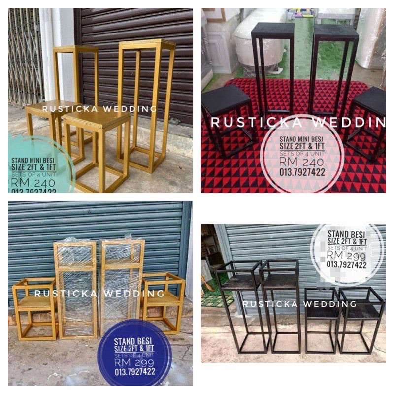 Iron Stool Set Besi Flower Stand Wedding Vase Iron Stool Bunga | Shopee ...