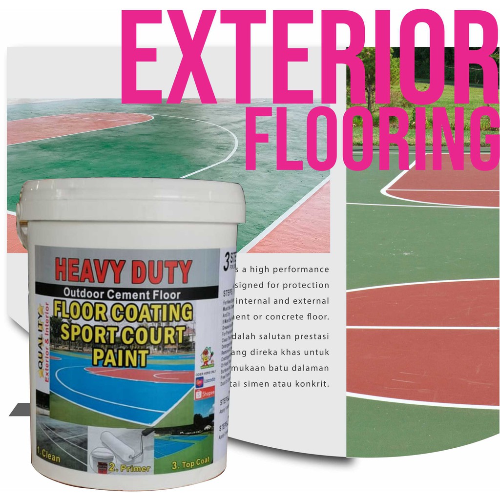 ( 1L ) HEAVY DUTY ( SPORT COURT PAINT ) CEMENT FLOOR COATING / EXTERIOR ...